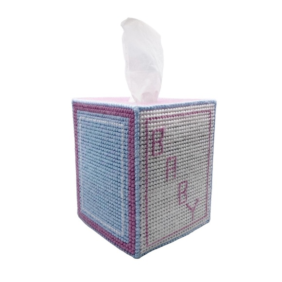 Vintage | Accents | Vintage Needlepoint Unisex Baby Tissue Box Cover ...